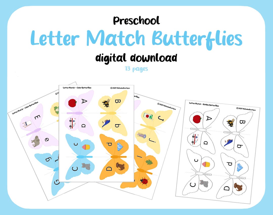 Letter Match Butterfly Set | Preschool | Literacy | - Etsy