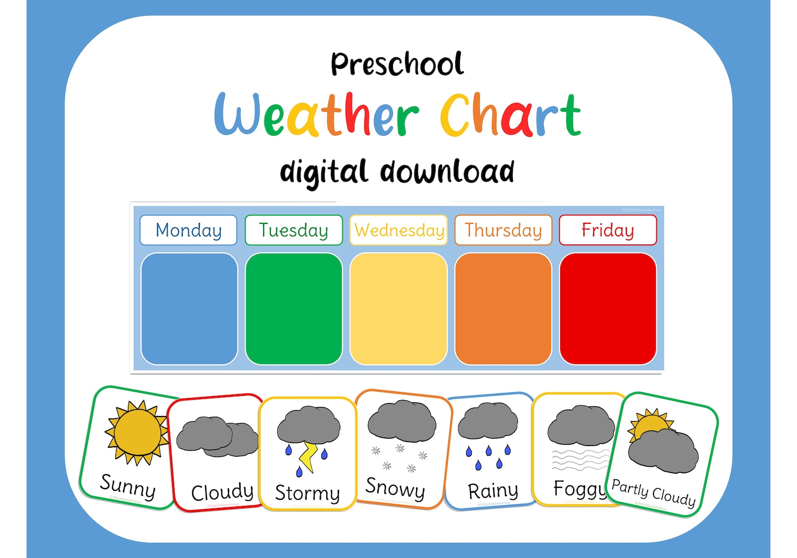 Preschool Weather Chart (original Rainbow) - Etsy