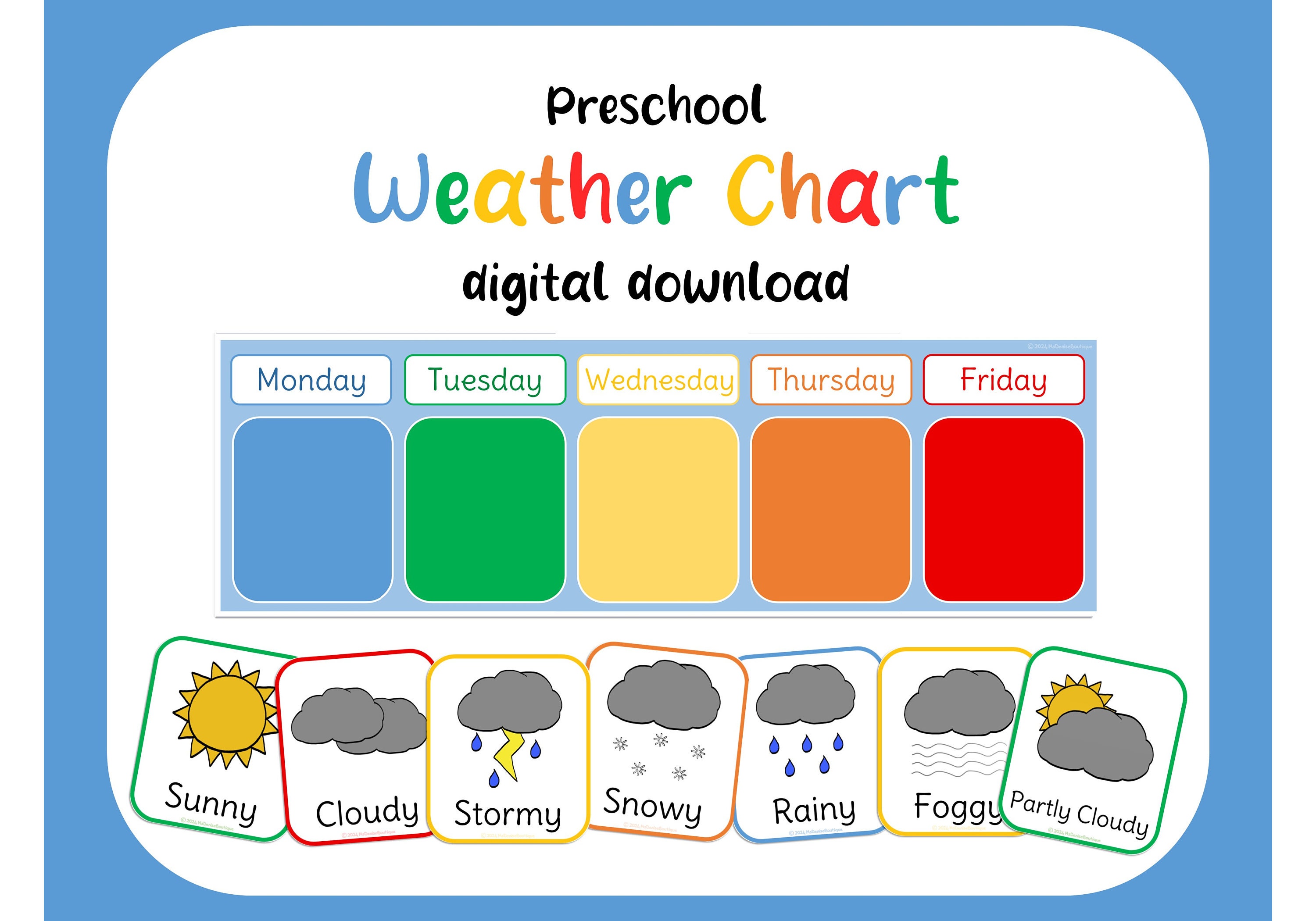 Preschool Weather Chart (original Rainbow) - Etsy
