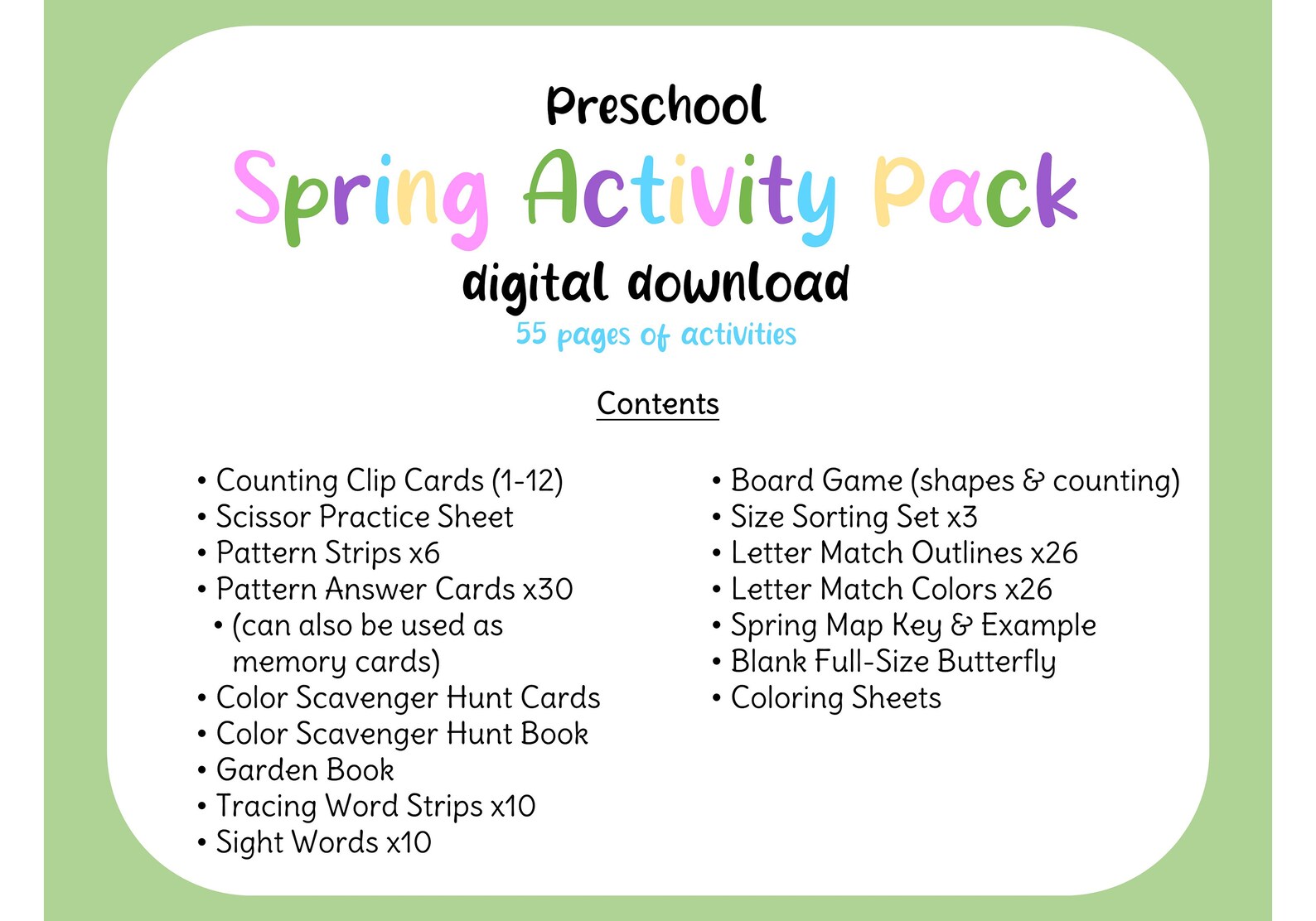 Preschool Spring Activity Pack - Etsy