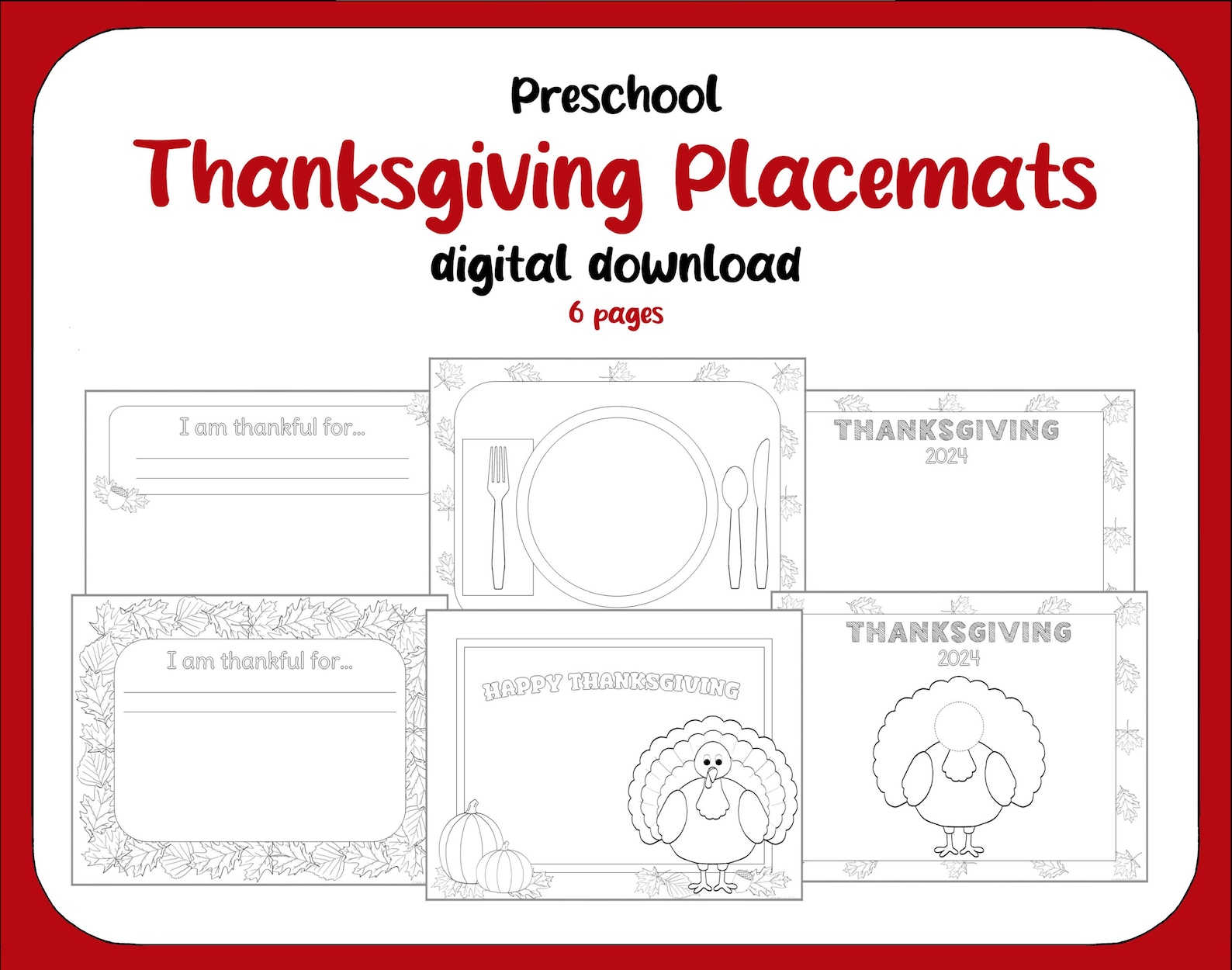 Thanksgiving Placemats - Etsy