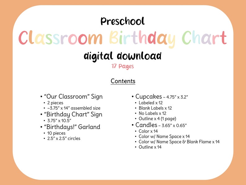 Classroom Birthday Chart - Etsy