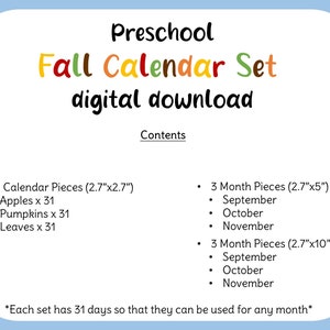 Fall Calendar Piece Set - Etsy