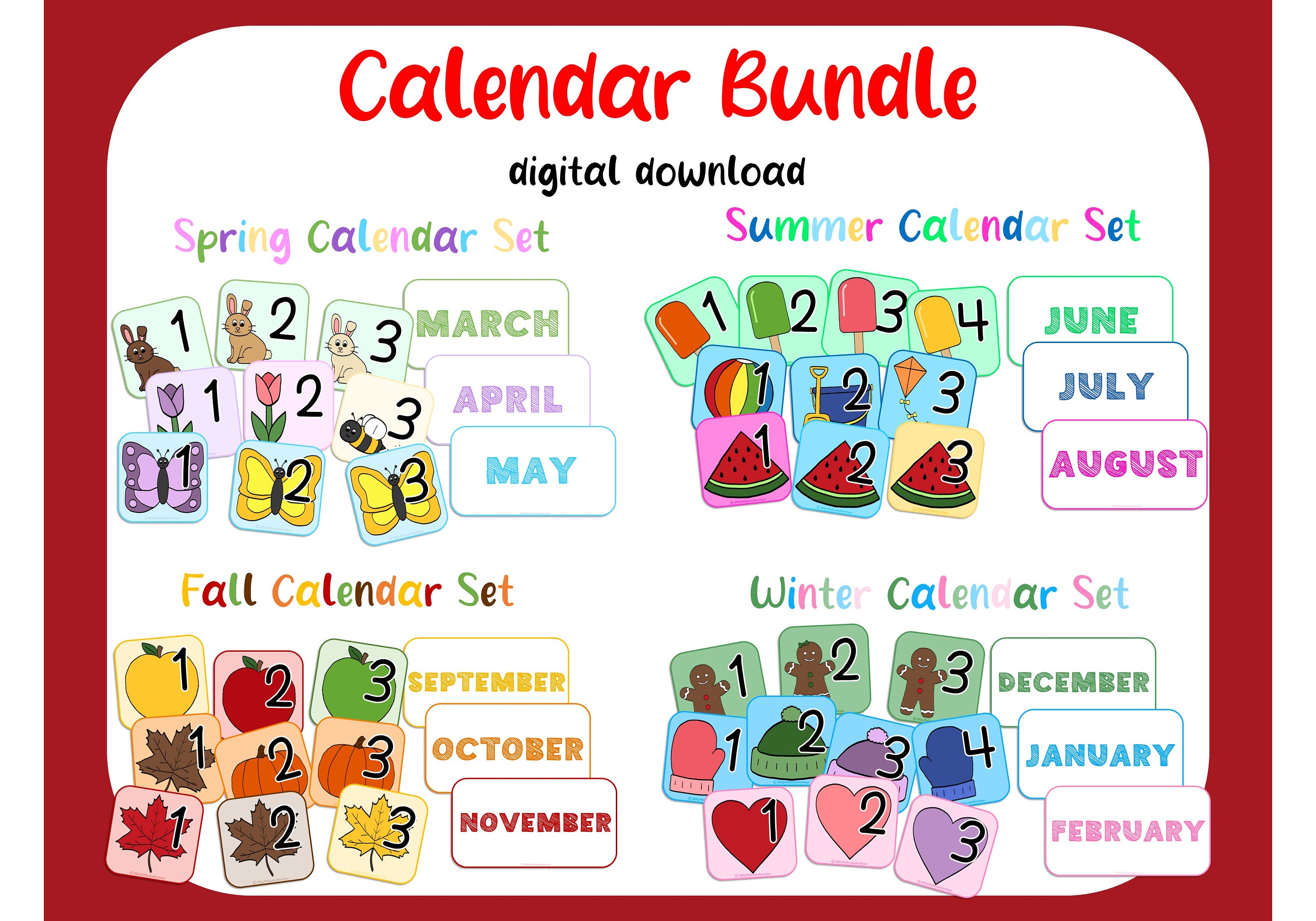 All Seasons Calendar Bundle - Etsy