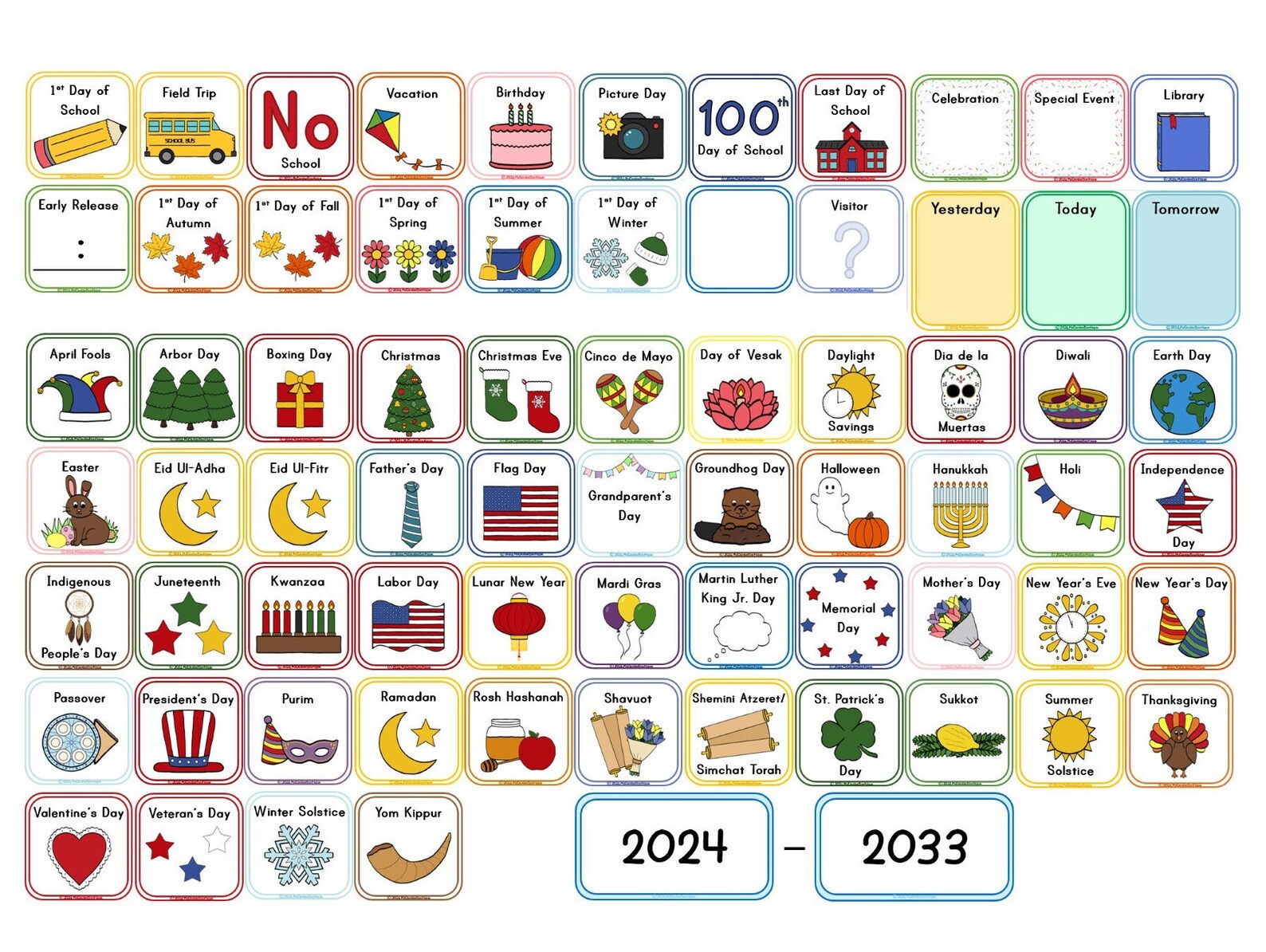 School Essentials & Holiday Calendar Pieces - Etsy