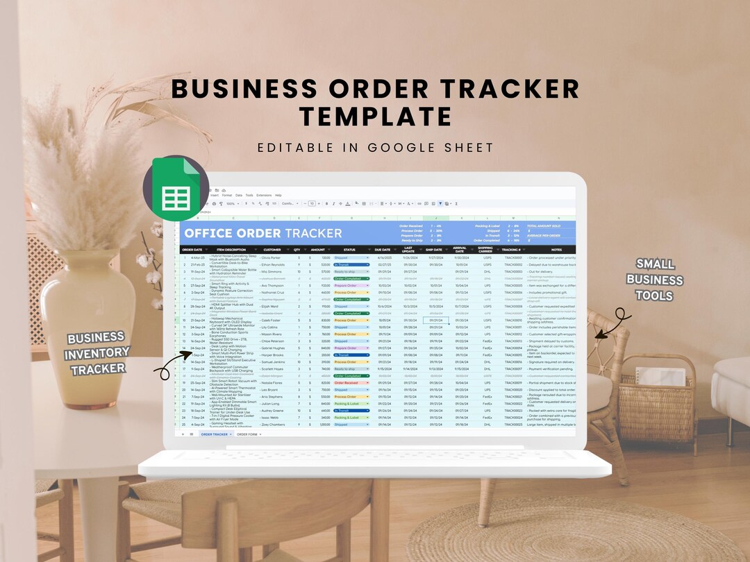 Order Tracker Google Sheets Template | Small Business Order Log | BONUS ...