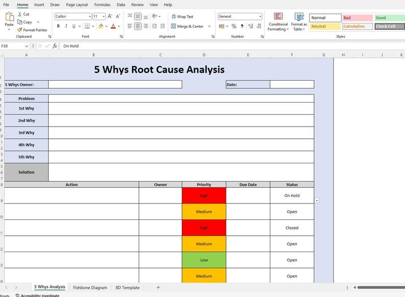 8D Problem Solving Excel Template: Root Cause Analysis Toolkit (digital ...