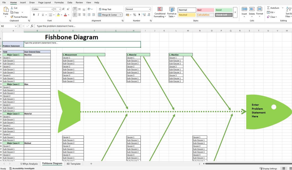 8D Problem Solving Excel Template: Root Cause Analysis Toolkit (digital ...