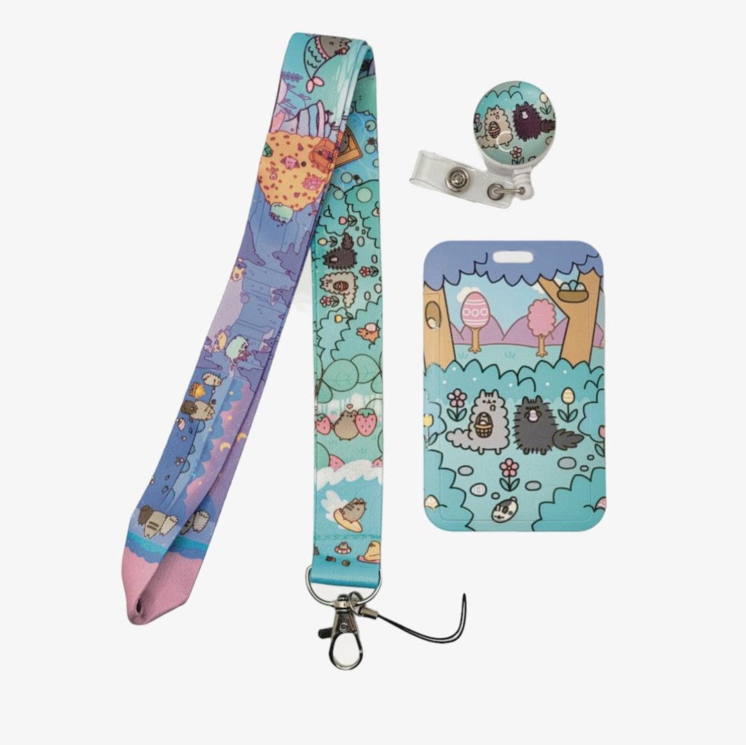 Fluffy Cats Lanyard & Badge Reel Set With ID Badge Holder - Cute Cat ...