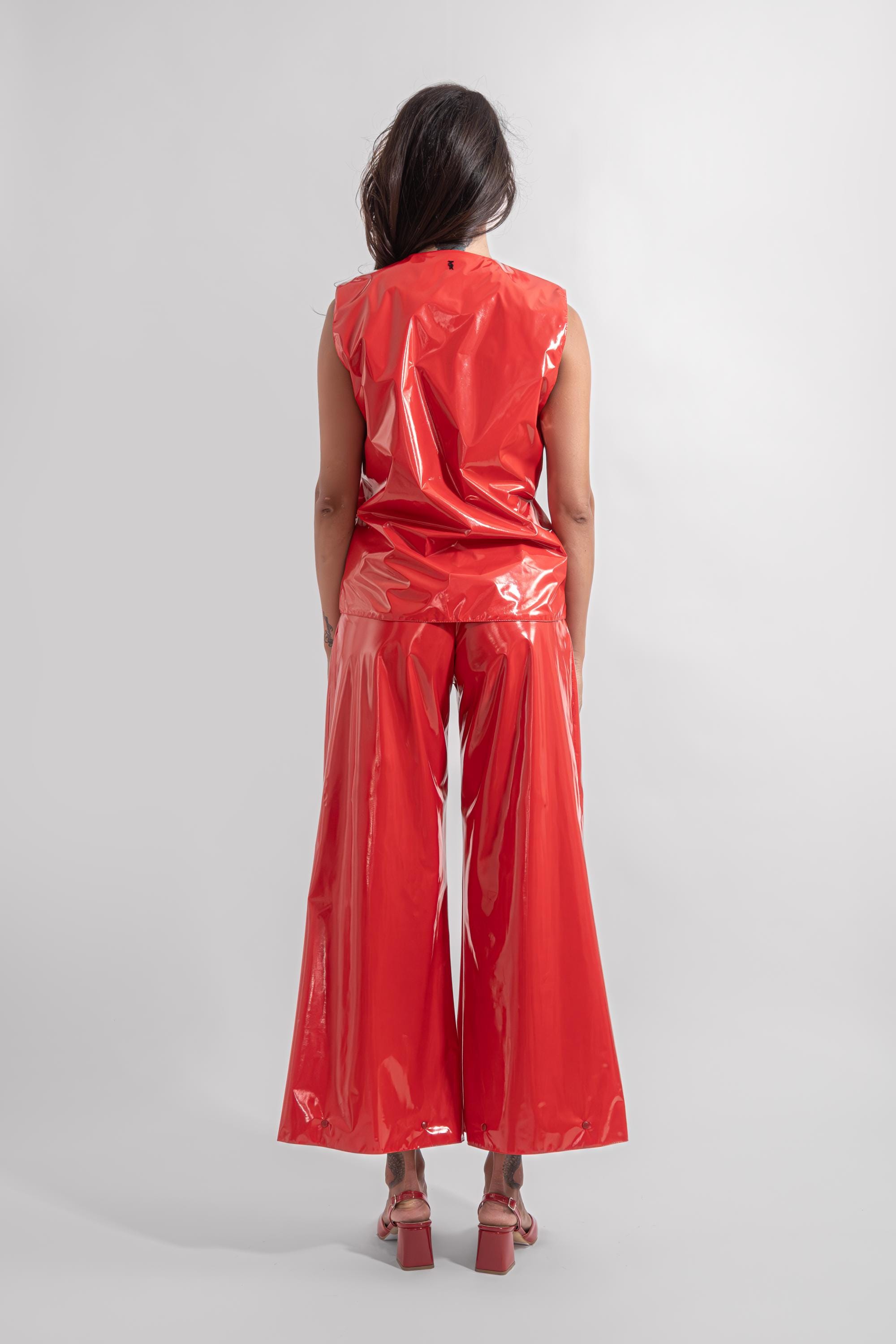 Rotes Latex Look Trägerloses Top | Glossy Wet Look Bluse Damen Kleidung ...