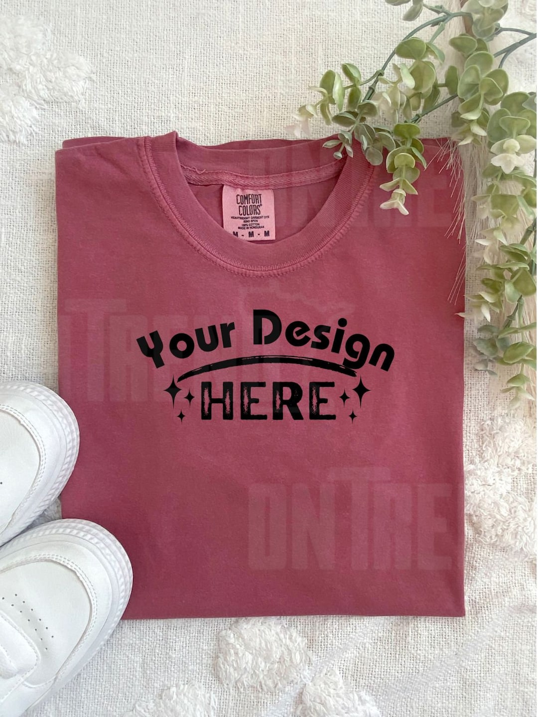 1717 Comfort Colors Brick Mockup Simple Burgundy CC Shirt Mockup ...