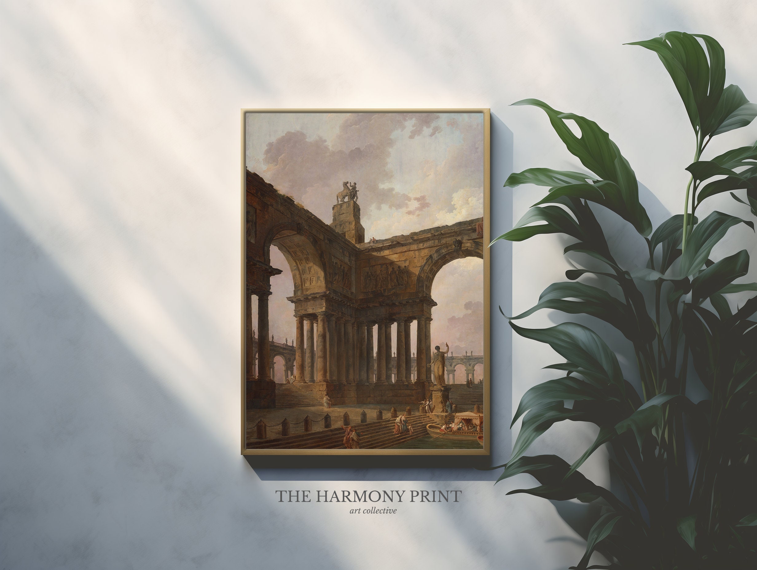 Roman Artwork the Landing Place by Hubert Robert, Ancient Roman Ruins ...