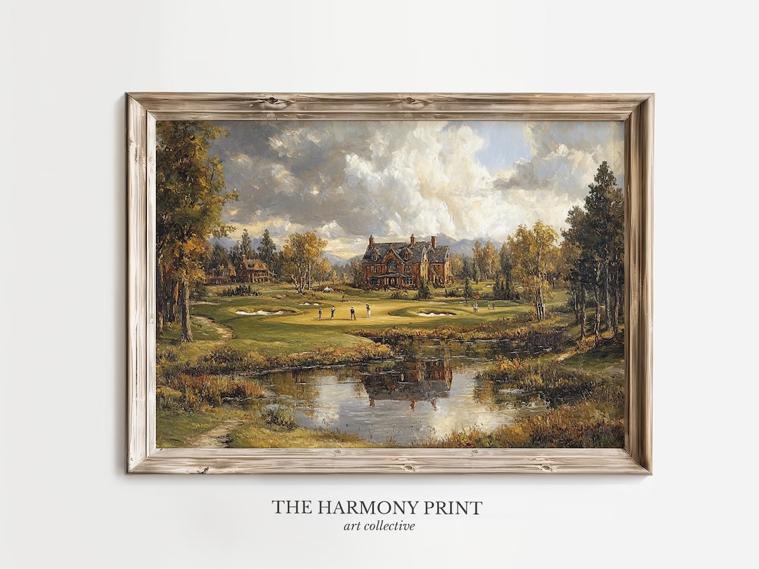 Golf Course Landscape Painting – Country Club Wall Art, Elegant Golf ...