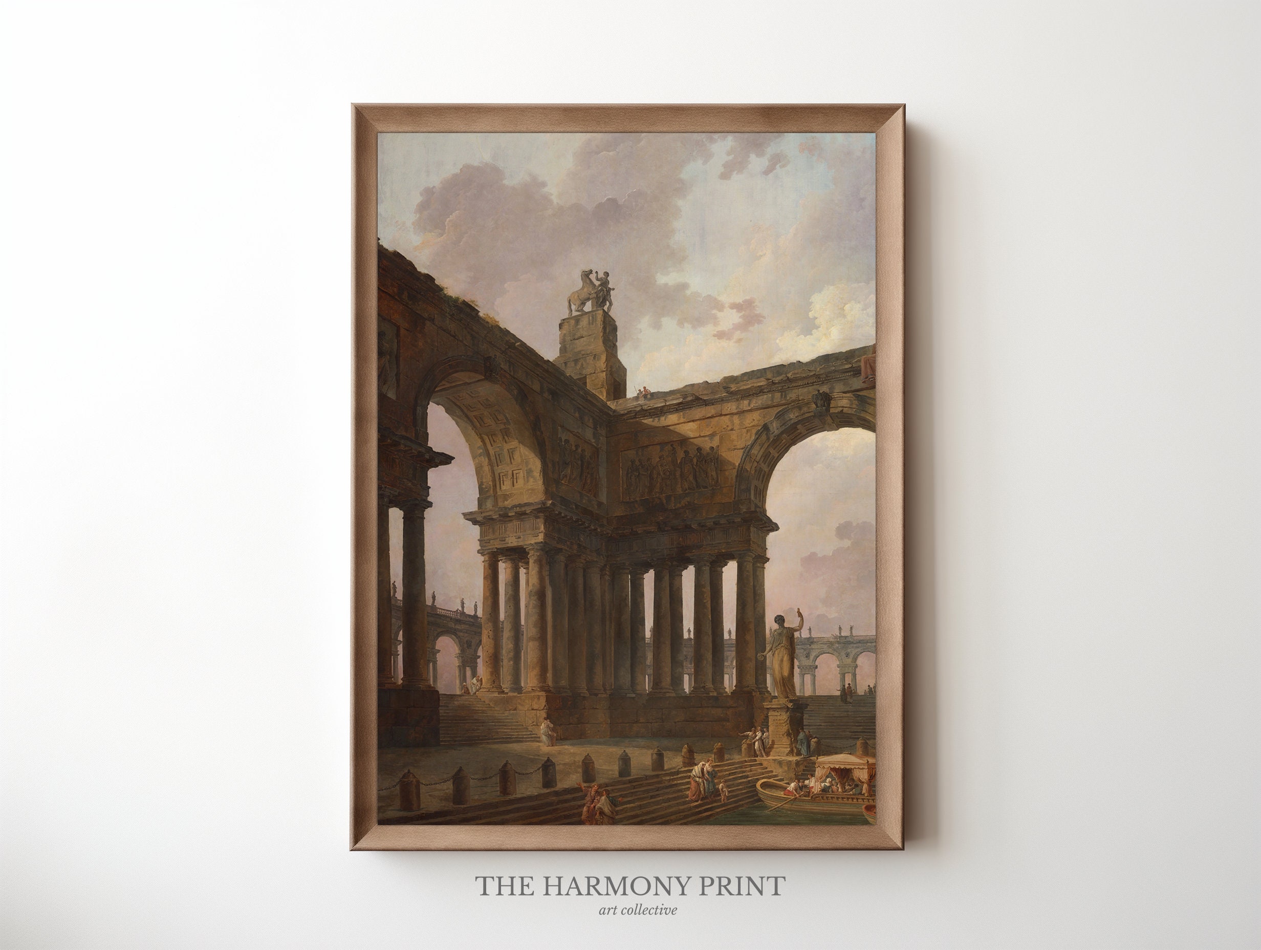 Roman Artwork the Landing Place by Hubert Robert, Ancient Roman Ruins ...