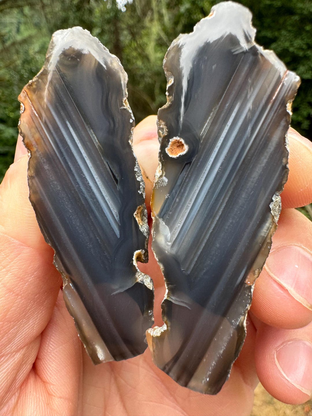 2.4oz Polished Black Waterline Agate 2 Piece - Etsy
