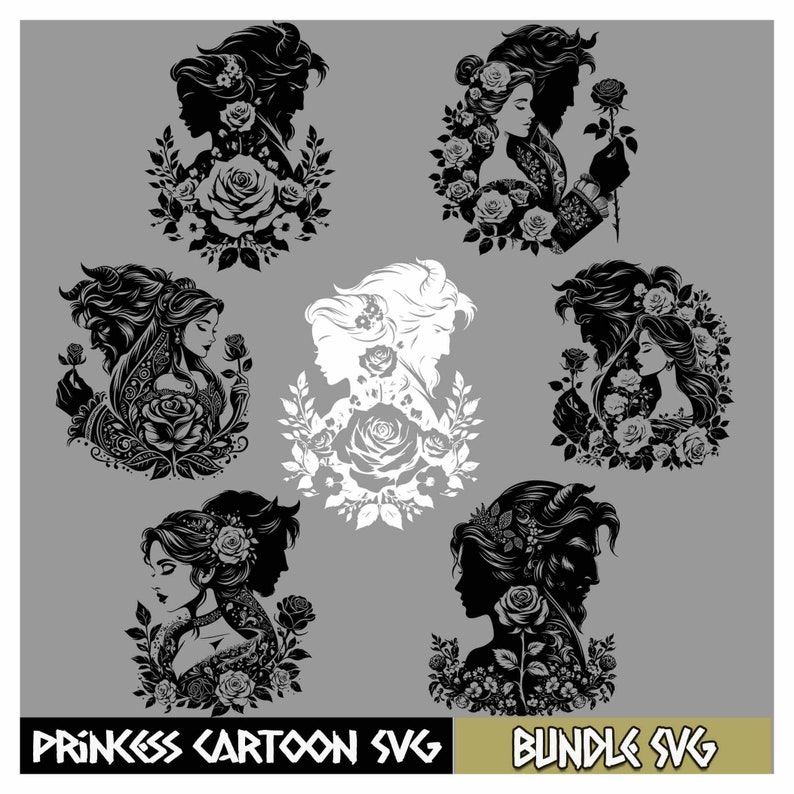 Beauty and the Beast Svg, Enchanted Rose Svg, Mandala Svg, Silhouette ...