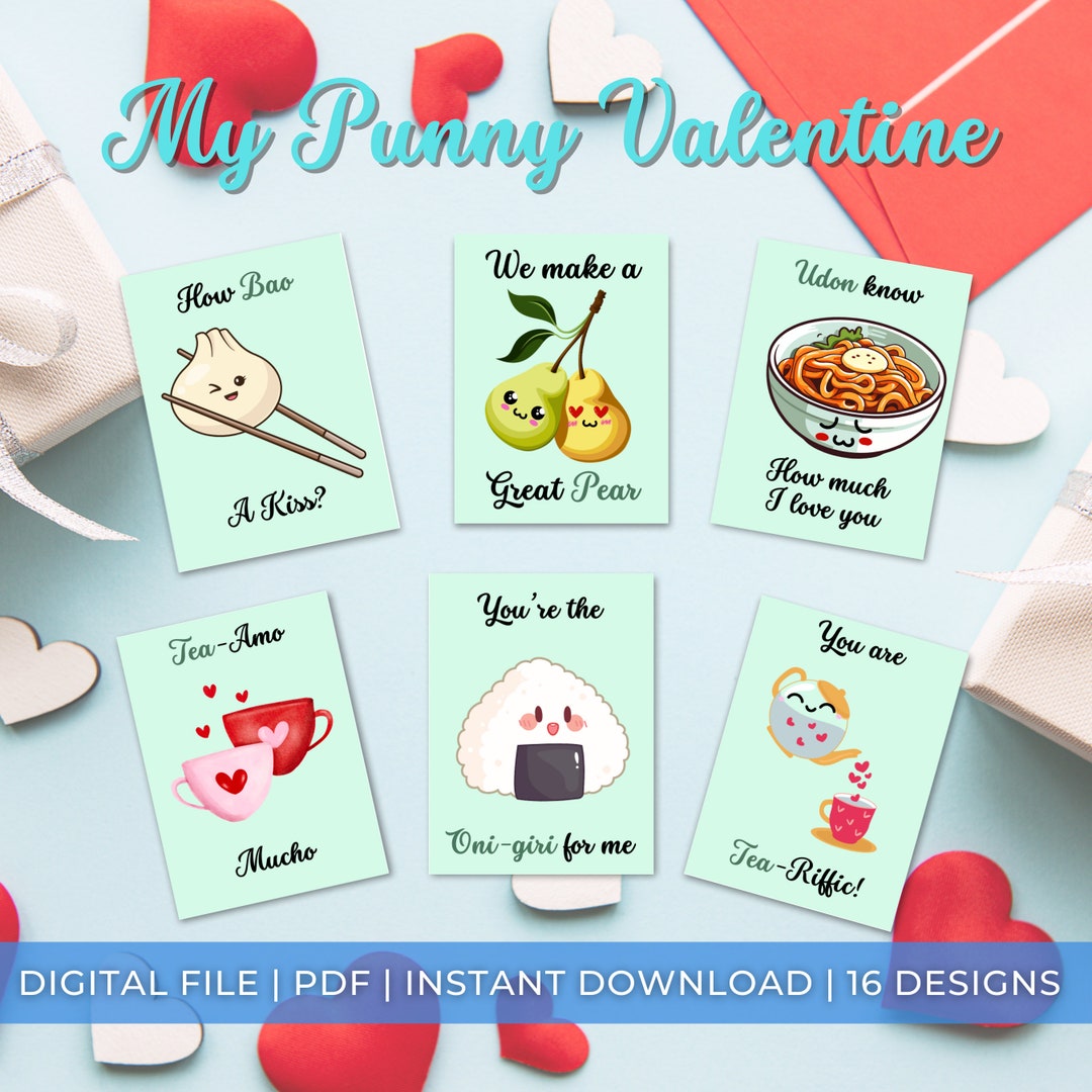 MY PUNNY VALENTINE | Downloadable Valentines Day Card | Food Themed ...