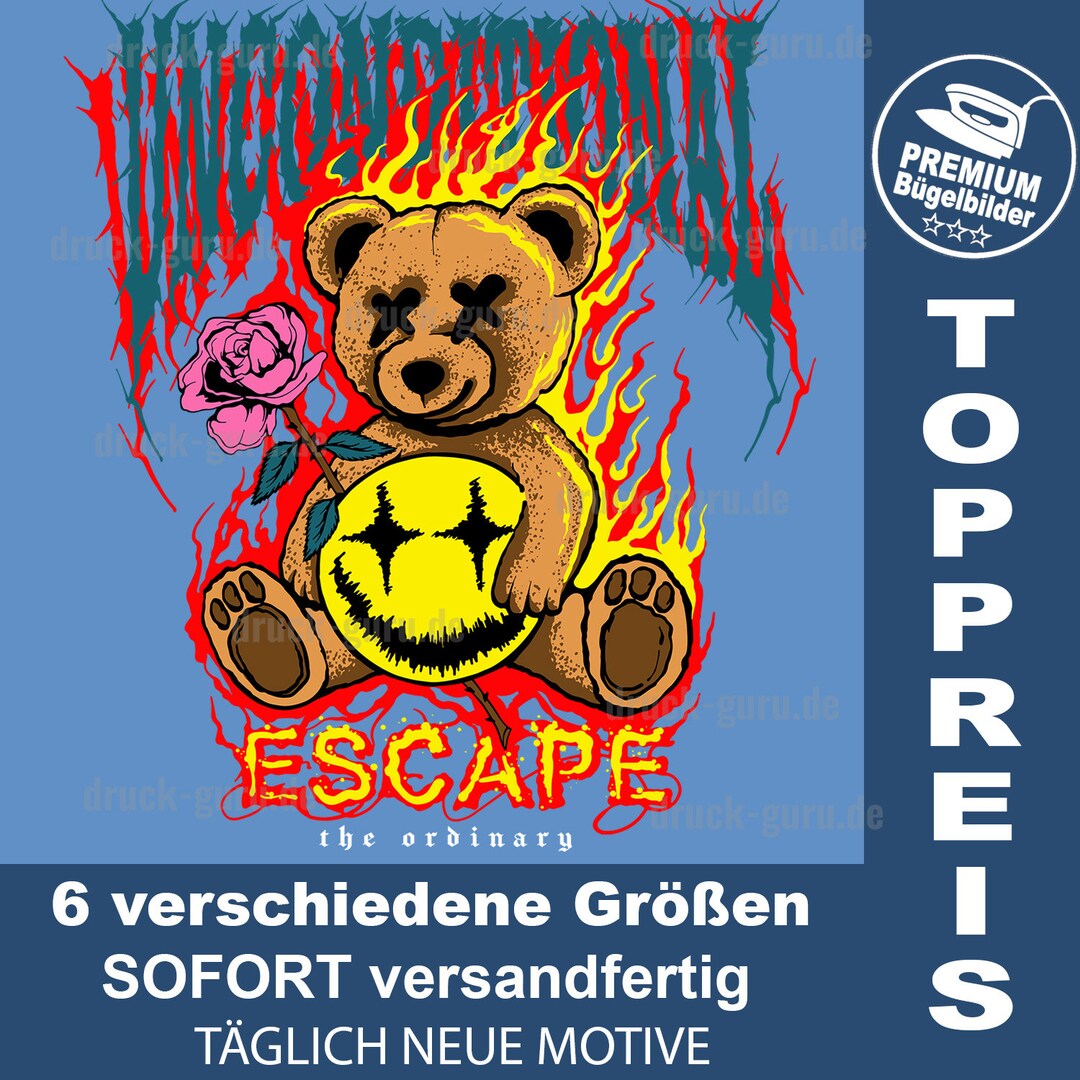 Iron-on Picture teddy Escape Teddy Bear Kindergarten - Etsy