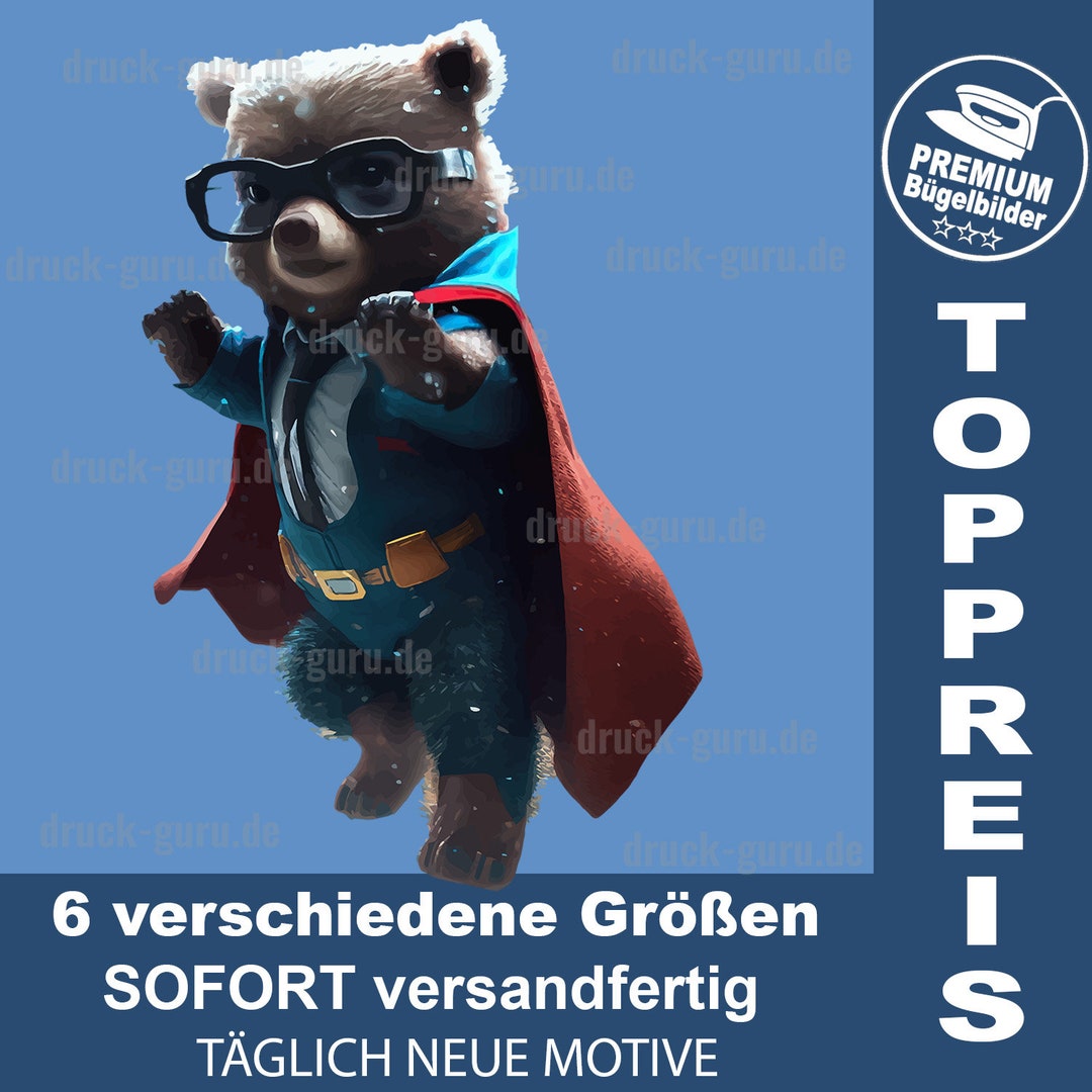 Iron-on Picture teddy Super Hero Teddy Bear Kindergarten - Etsy