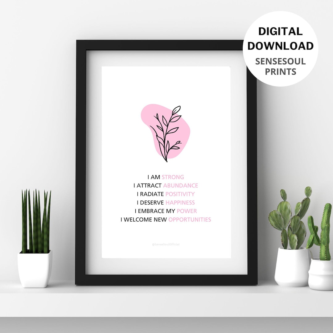 Positive Affirmations Wall Art, Abundance and Happiness Poster, Self ...