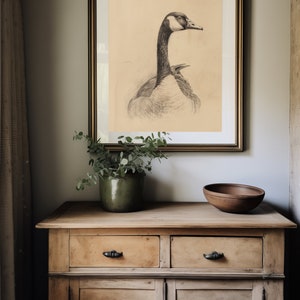 PRINTABLE Fall Duck Sketch Neutral French Country Art Print Minimalist ...