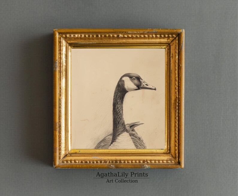 PRINTABLE Fall Duck Sketch Neutral French Country Art Print Minimalist ...