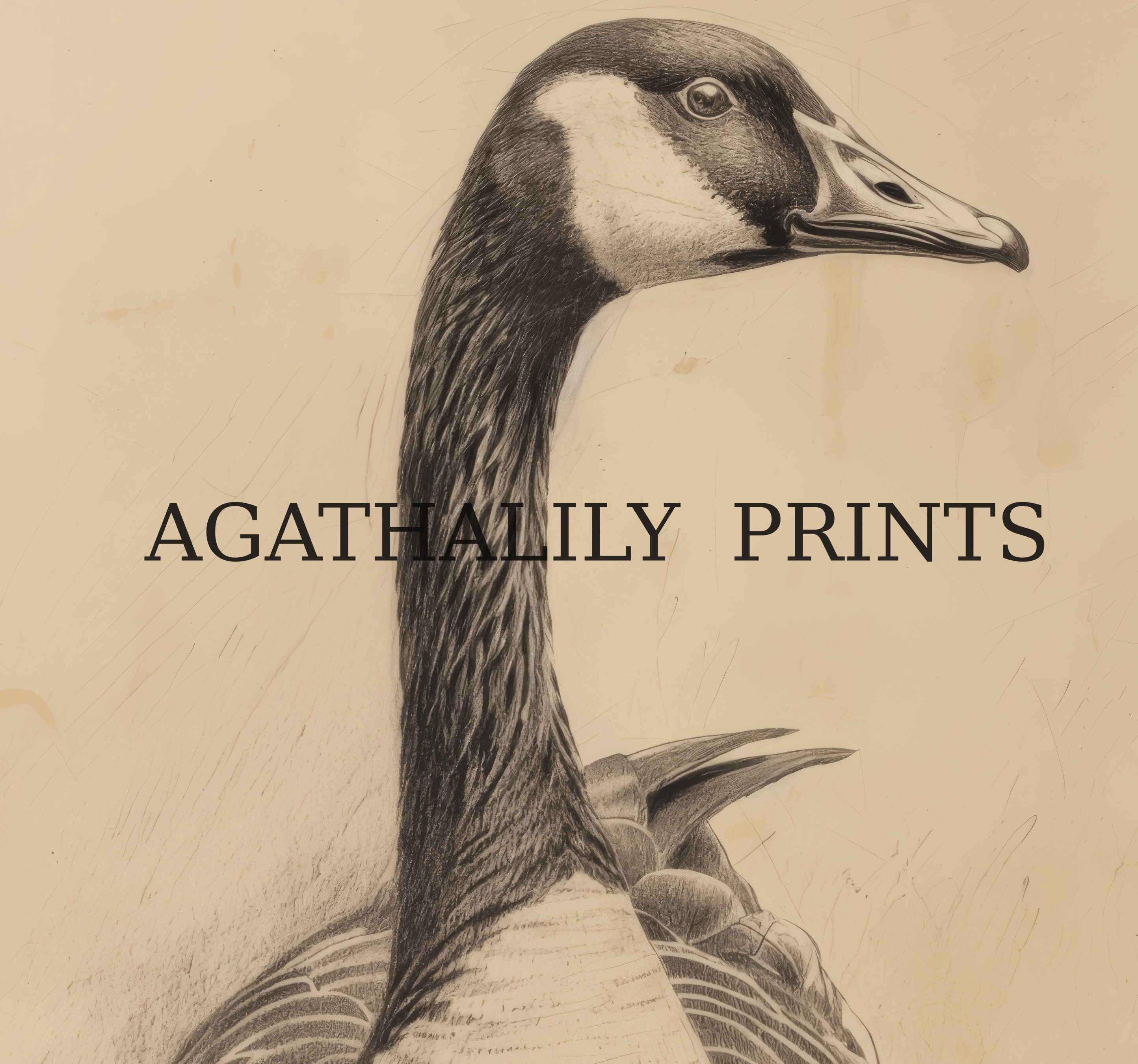PRINTABLE Fall Duck Sketch Neutral French Country Art Print Minimalist ...