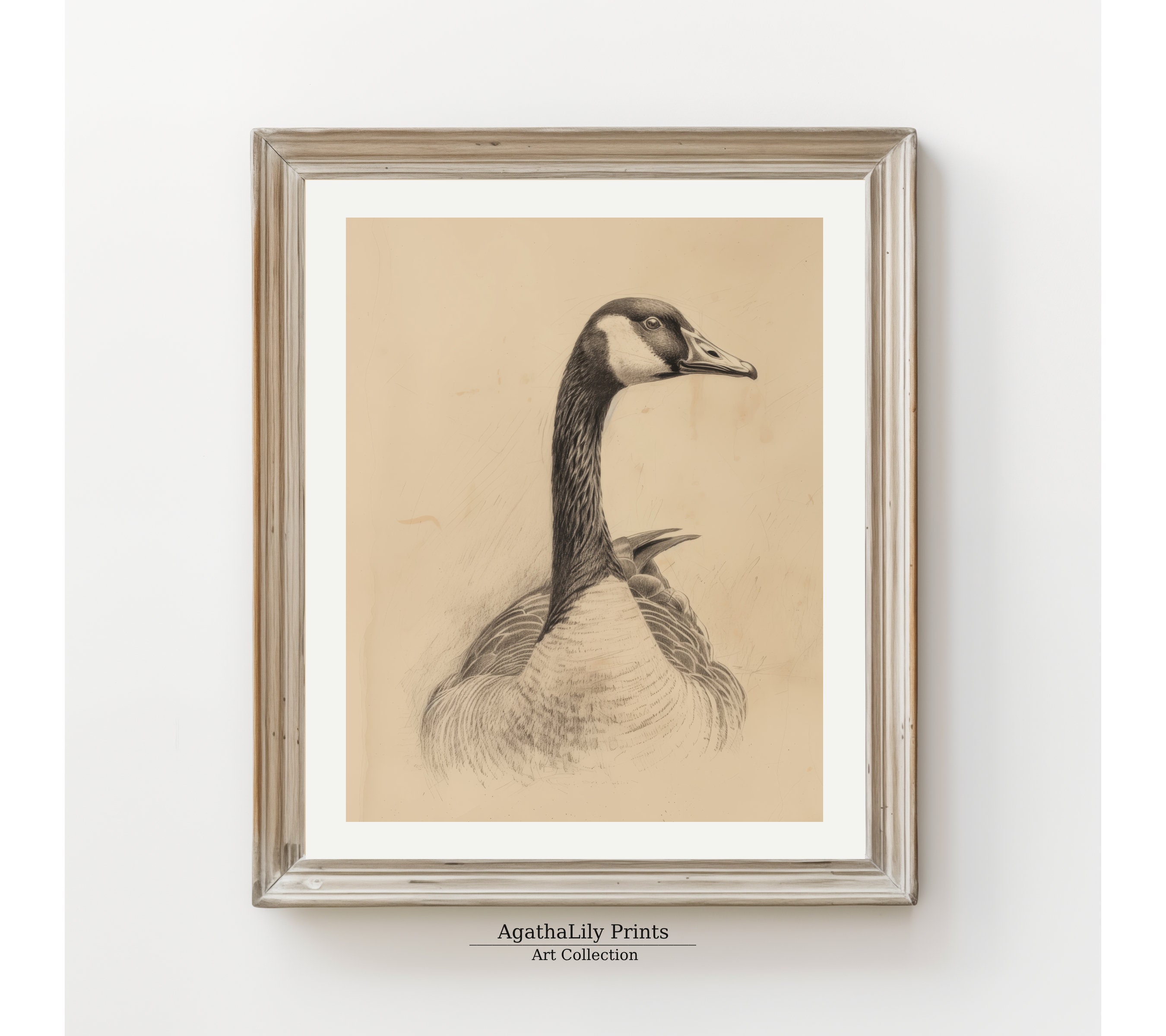PRINTABLE Fall Duck Sketch Neutral French Country Art Print Minimalist ...