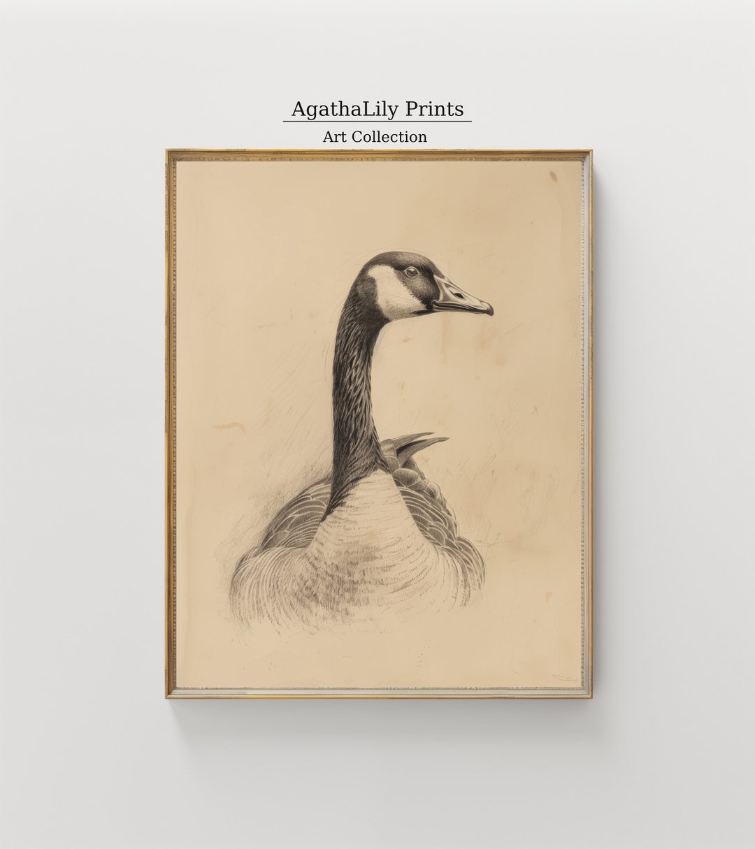 PRINTABLE Fall Duck Sketch Neutral French Country Art Print Minimalist ...
