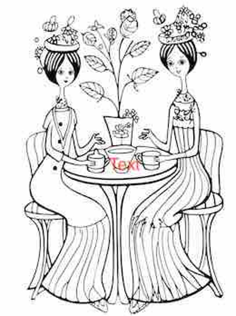 PDF Adult Coloring Page of Fairy Forest Tea Party, the Whimsical and ...