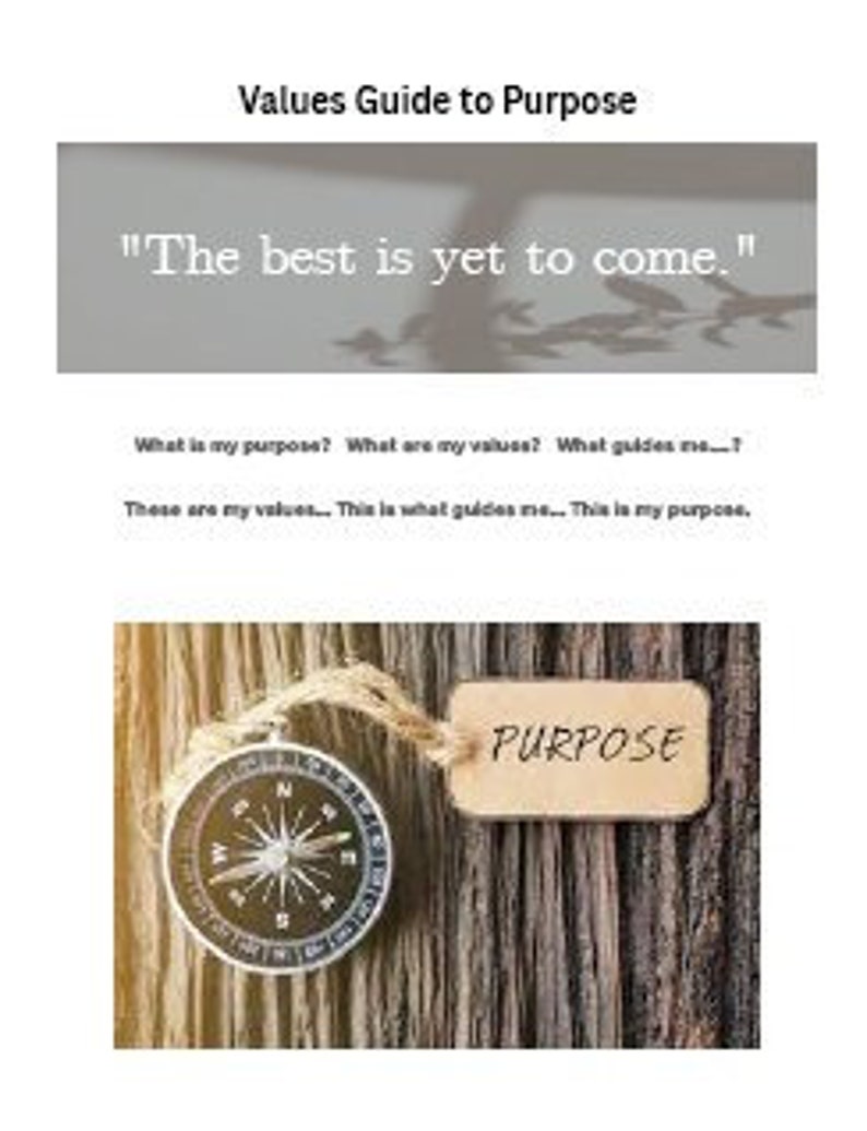 Values Guide to Purpose Workbook - Etsy