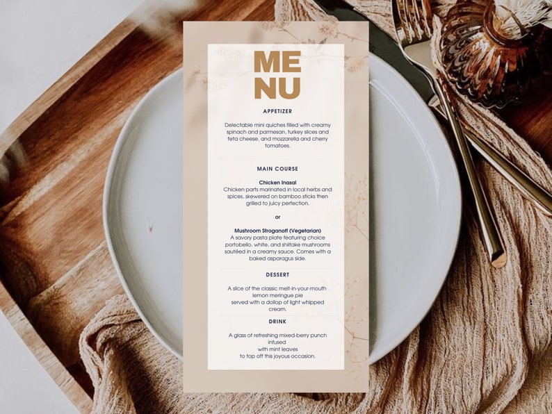 Personalized Sweet 16 Birthday Menu Card, Menu Card Printable, Editable ...