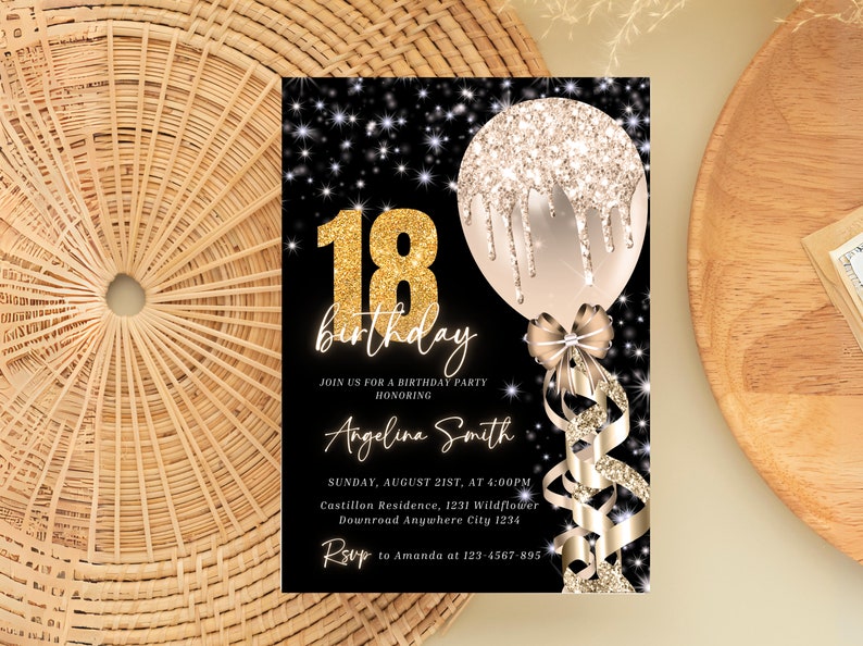 18th Birthday Invitation Printable, Digital Debut Invitation Card ...