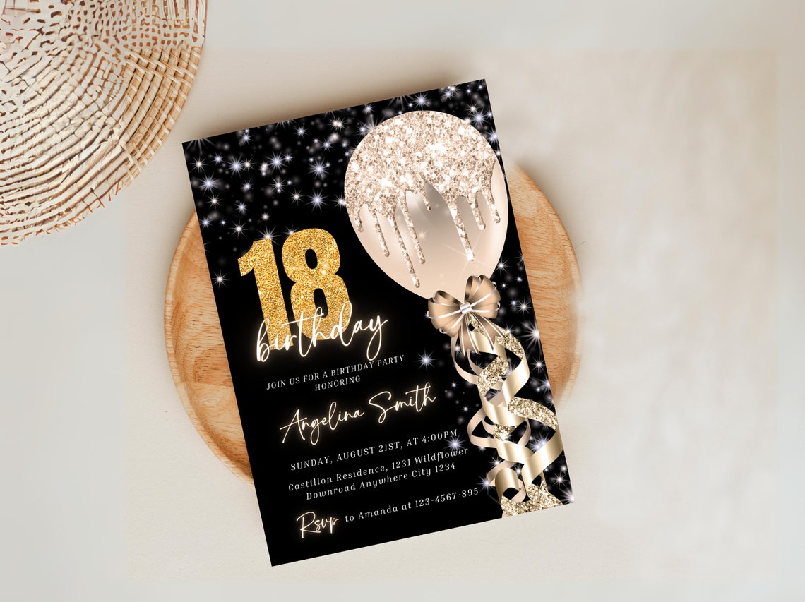 18th Birthday Invitation Printable, Digital Debut Invitation Card ...