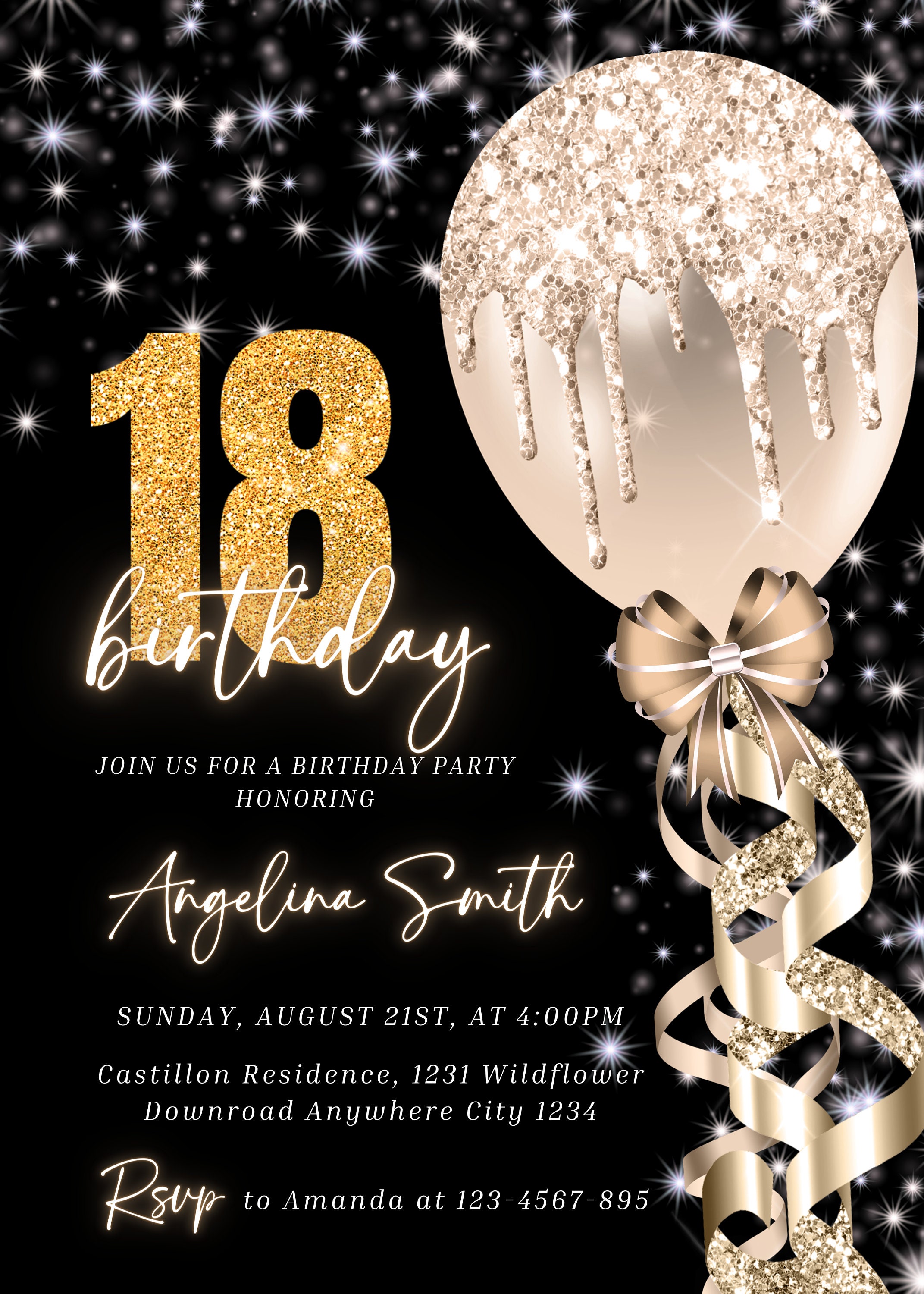 18th Birthday Invitation Printable, Digital Debut Invitation Card ...