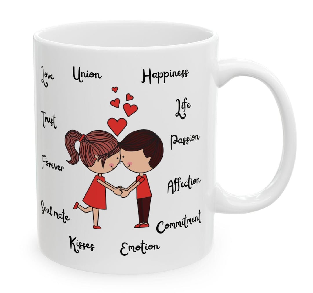 Couple mug. Mug with love phrases. Mug with hearts. Ceramic Mug. 11oz ...