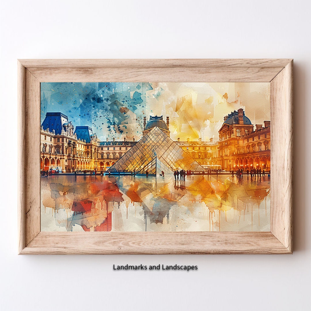 The Louvre | PRINTABLE Digital Downloadable Print | Landmarks and ...