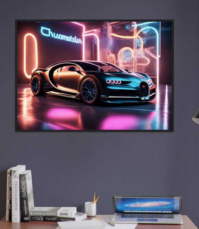 Original Neon Style Bugatti Chiron Ready to Print High Resolution 300 ...