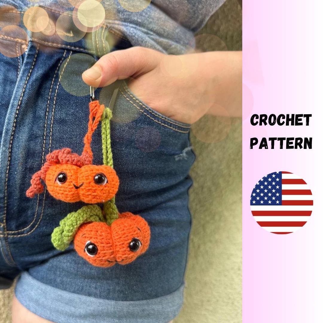Pumpkin Keychain Crochet Pattern Halloween Keychain Crochet Keychain - Etsy