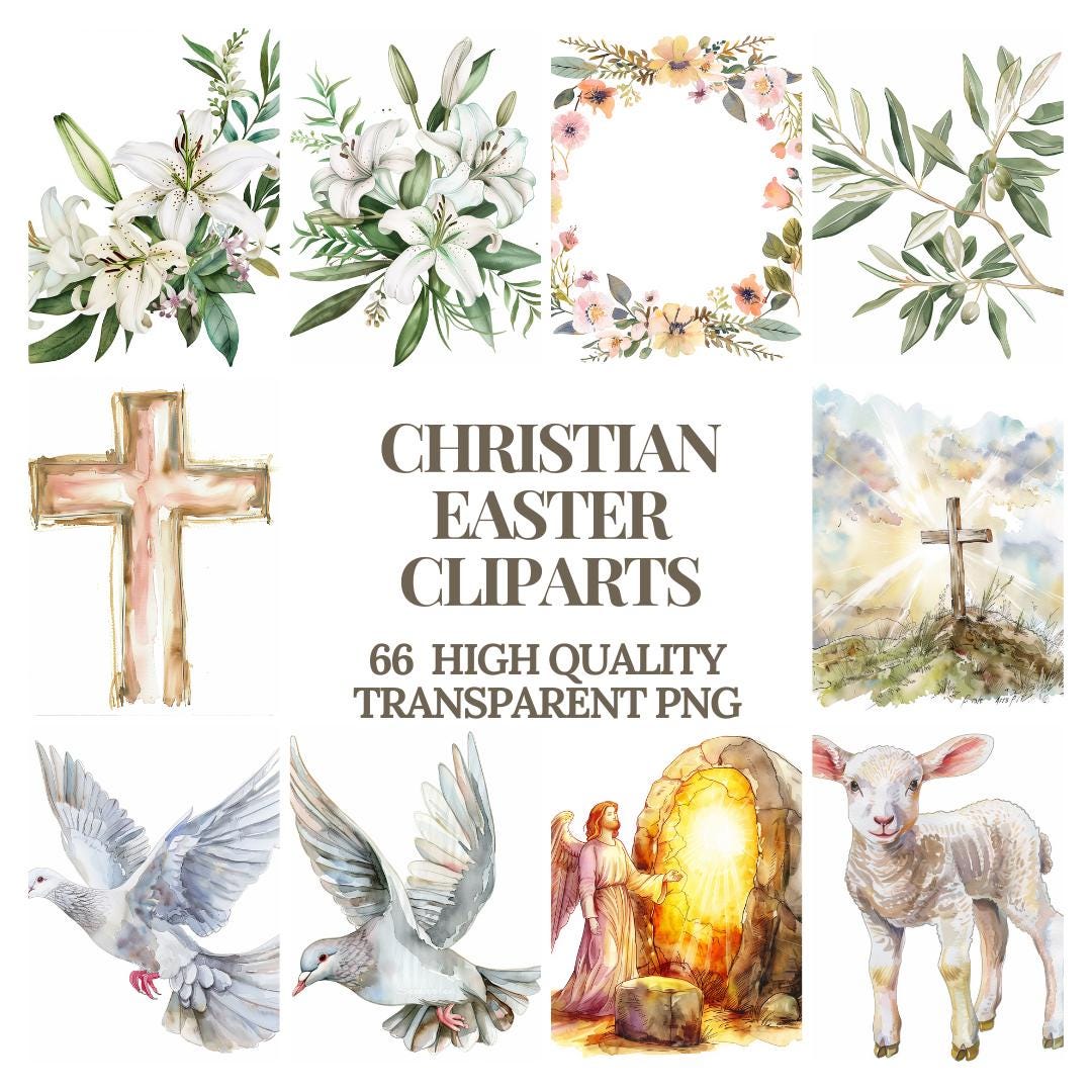 Christian Easter Theme Clipart - 70 PNG Files for Your Creative ...