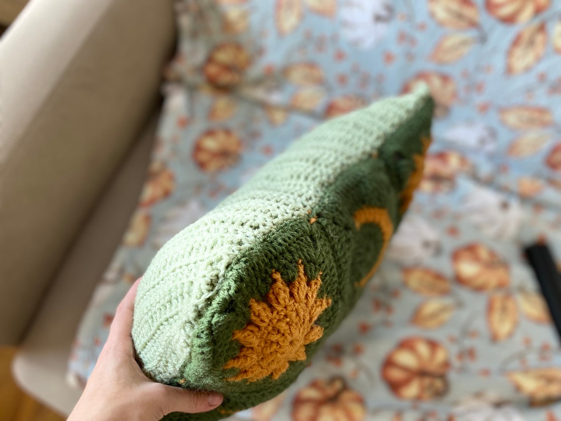 Sun and Moon Celestial Crochet Pillow Pattern – Mustard Yellow and ...