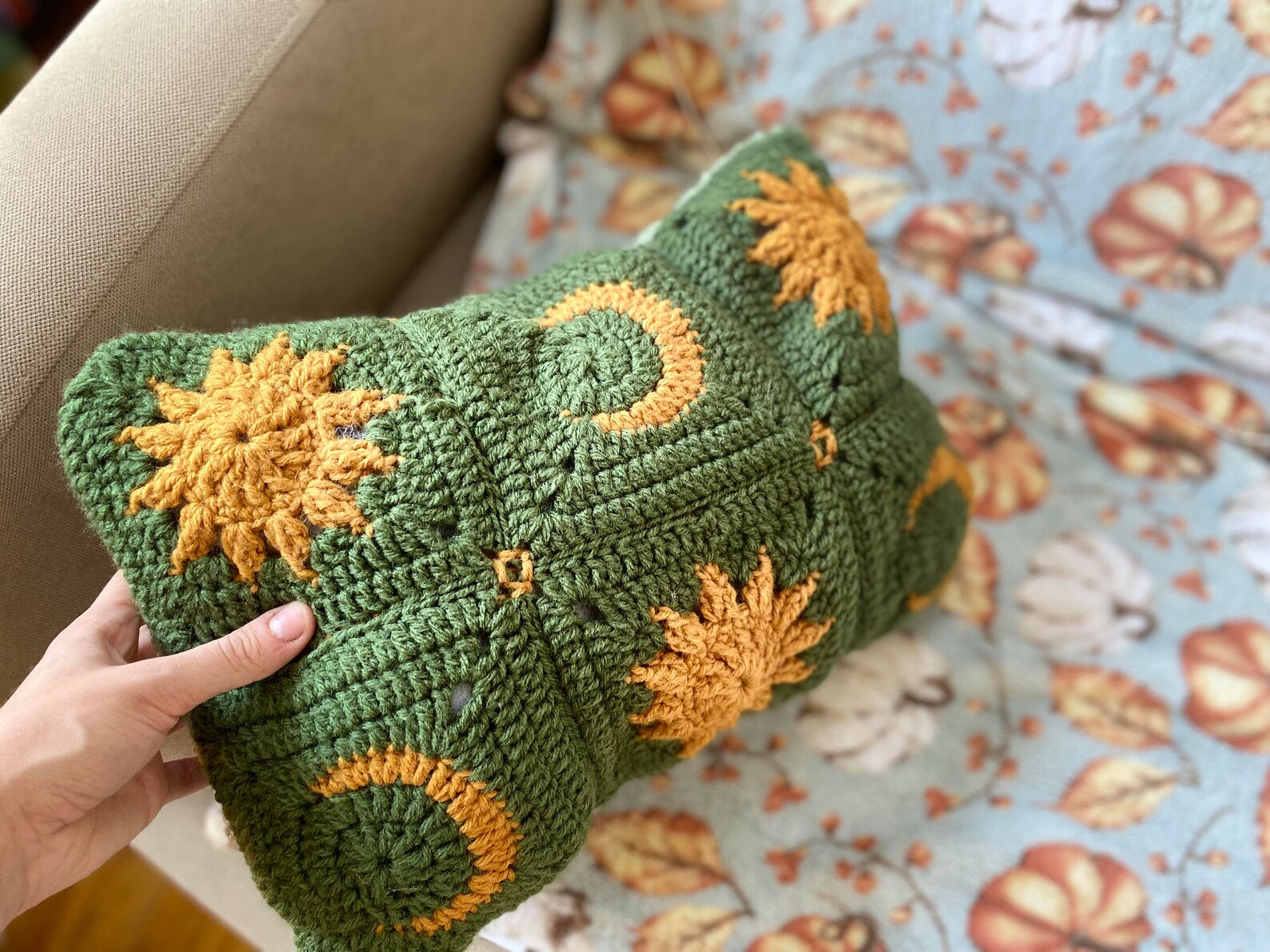 Sun and Moon Celestial Crochet Pillow Pattern – Mustard Yellow and ...