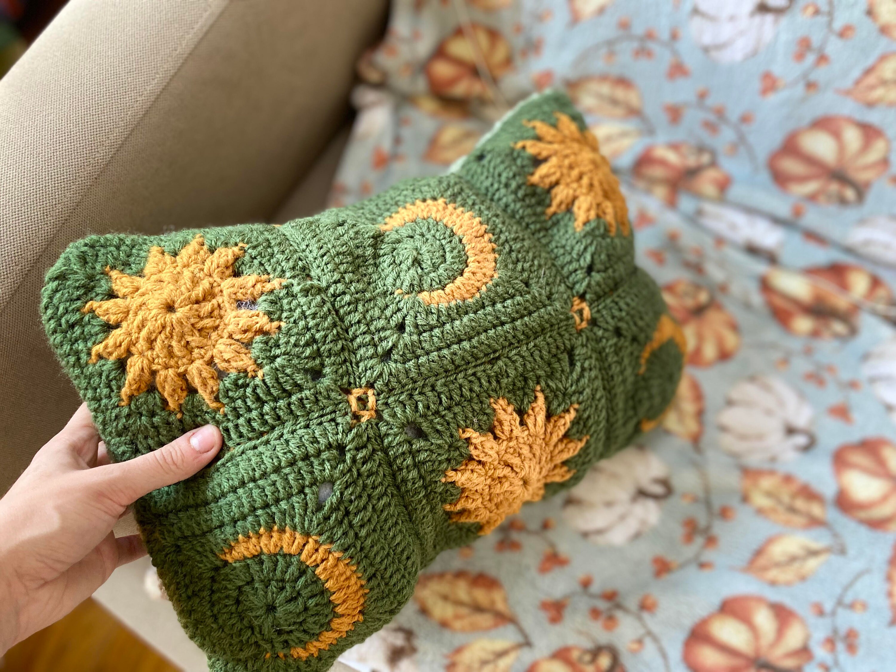 Sun and Moon Celestial Crochet Pillow Pattern – Mustard Yellow and ...