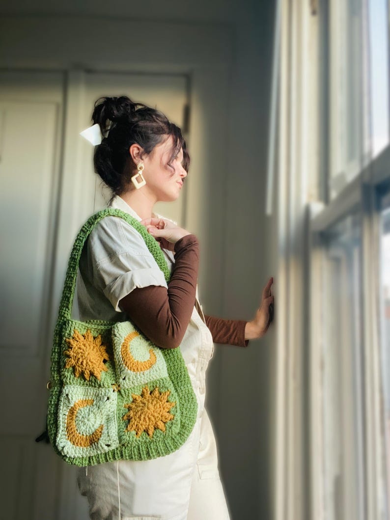 Crochet Celestial Bag Pattern: Sun and Moon Granny Square Purse (PDF ...