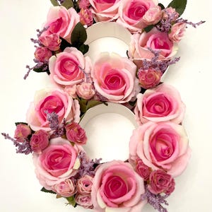 Birthday Sign Decor Pink Flower Number 8 Decoration Custom Floral ...