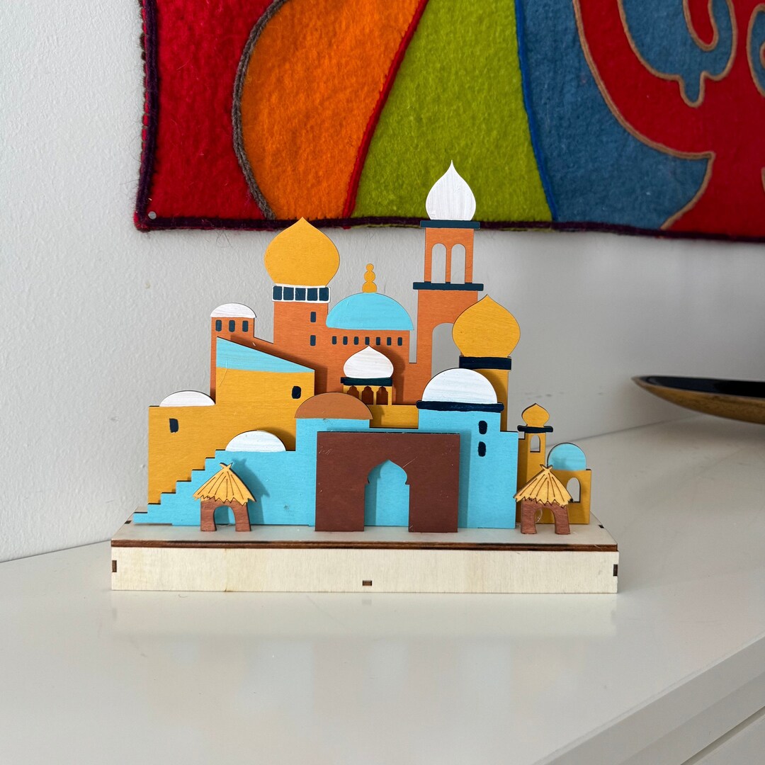 Ramadan Tabletop Decoration Wooden Mosque Decor Ambient Light-up ...