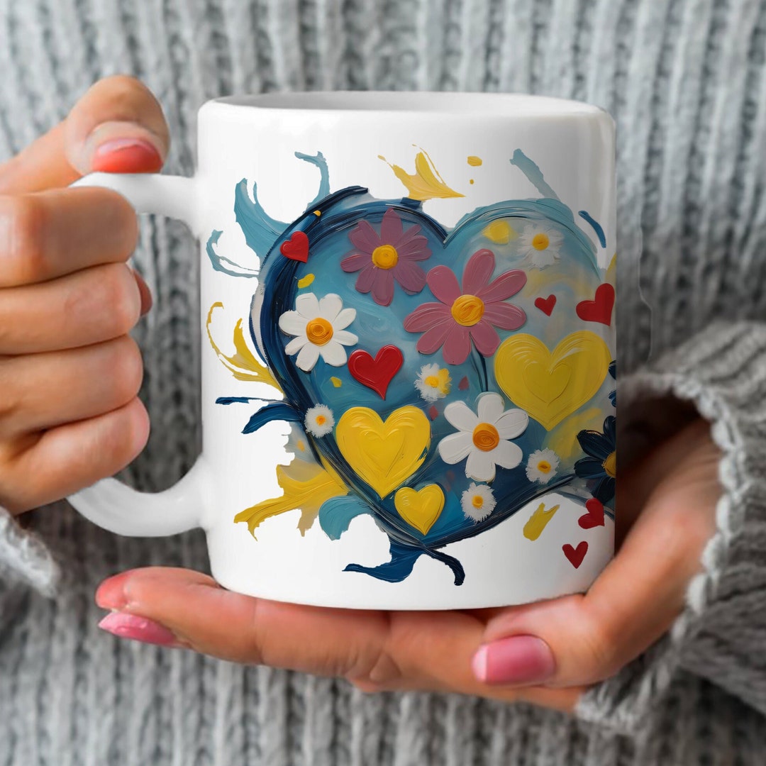 Hearts and Flowers Mug Cute Valentine's Day Gift for Her Cute Flowers ...