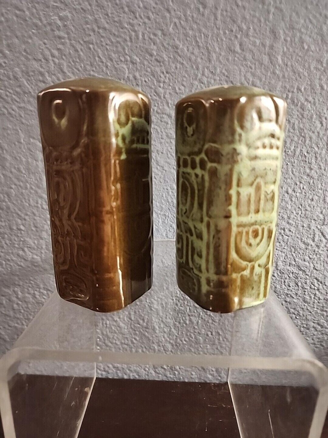 Rare Vintage Tall Frankoma Salt Pepper Shakers Aztec Green 4.5 Inch - Etsy