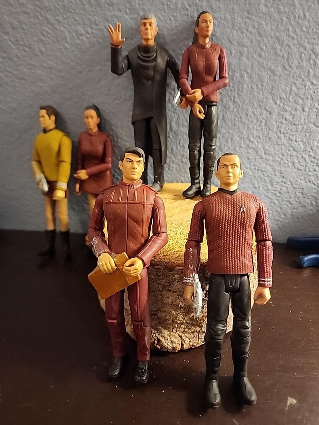 2009 6 STAR TREK Playmates Toys Vinyl Figures Spock Uhura Sulu Cadet ...