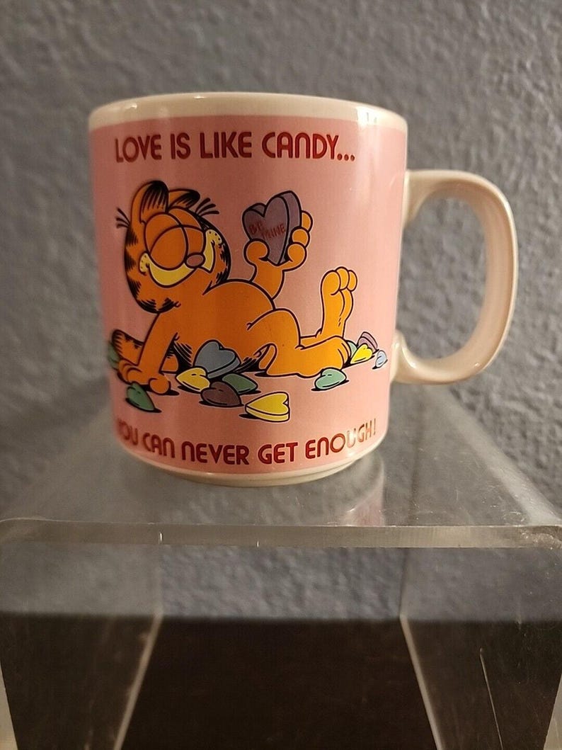 Vtg 1978 Garfield Love is Like Candy You Can Never Get Enough Coffee ...